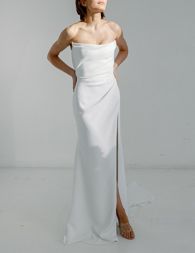 Mira w/ Pleated Slit Skirt - Lovely Bride